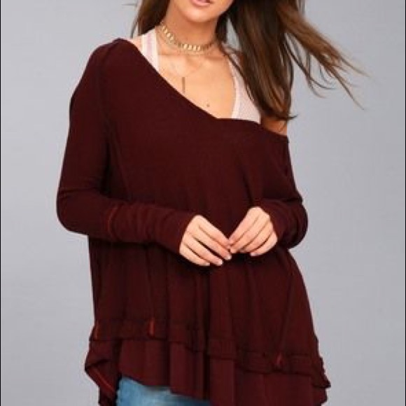 Free People | Tops | Free People Burgundy Henly | Poshmark